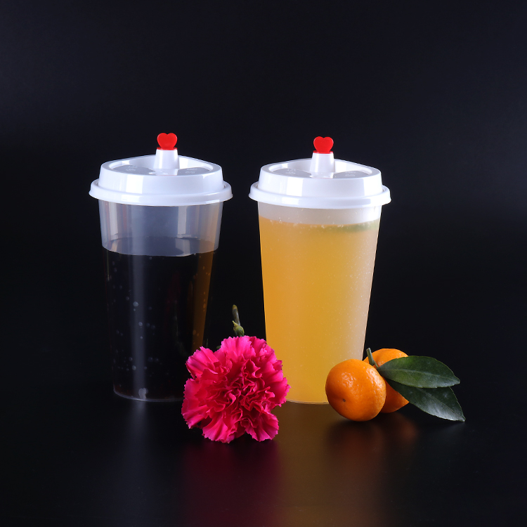 Disposable pp Clear Plastic Cup Milk Tea Cup with Lid